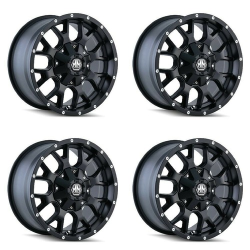 Set 4 20" Mayhem Warrior Matte Black Wheels 20x9 5x150 5x5.5 Truck SUV ...