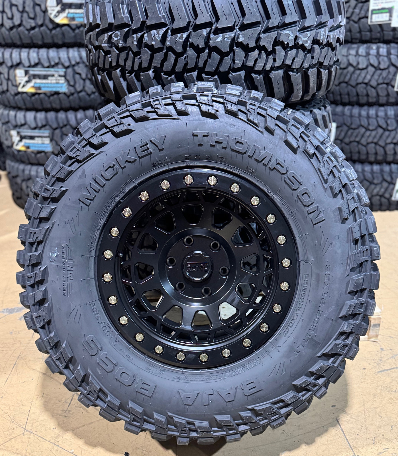 4) 17x9 Black Rhino Primm Wheels 35" Baja Boss MT Tires 5x5 Jeep ...