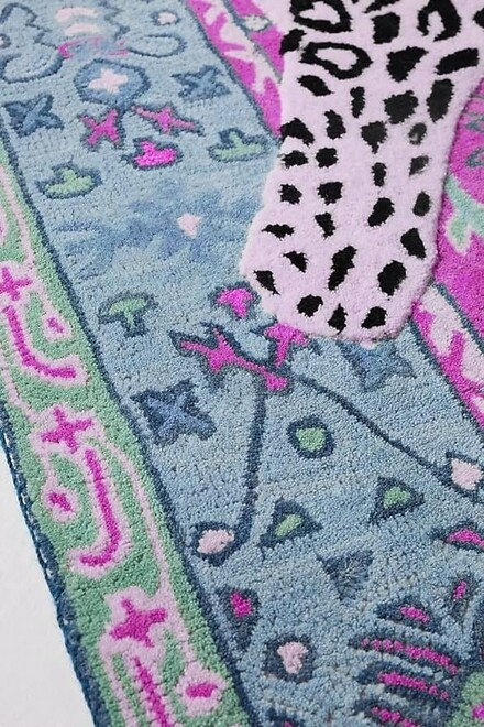 Leopard Rug Hand Tufted Cheetah Rug Pink Tiger Rug Hallway Living Room ...