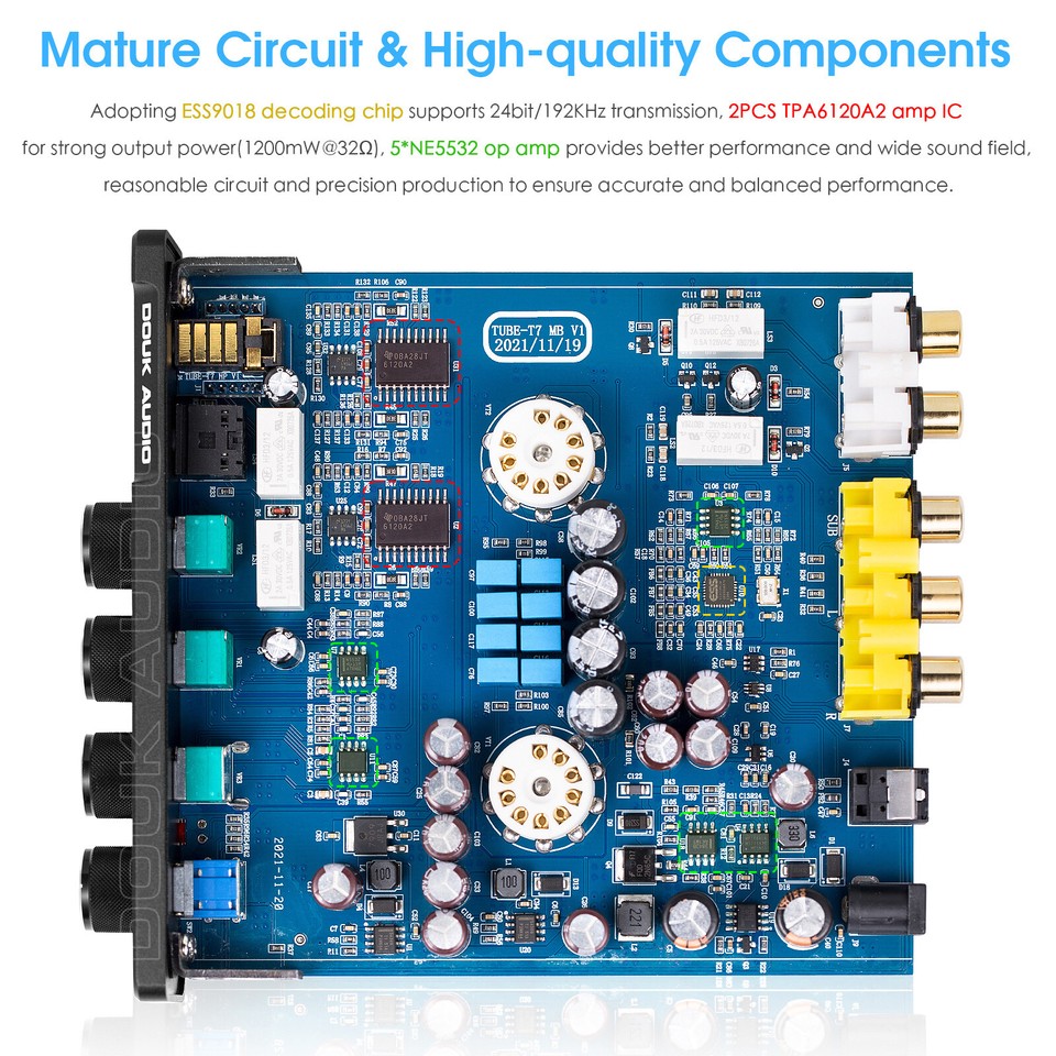 Mini Tube DAC Preamp COAX/OPT to RCA Converter Balanced Headphone Amp ...