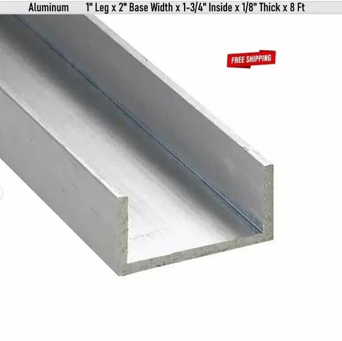 Aluminum U-Channel 1" Leg x 2" Base Width x 1-3/4" Inside x 1/8" Thick ...