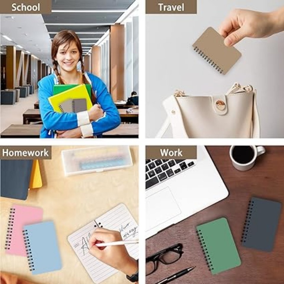 6 Pack Spiral Pocket Notebooks Small 3x5 Mini Spiral Notepads with ...