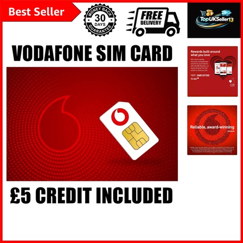 Instant Activation Vodafone SIM Card - £5 Initial Credit & Nationwide ...