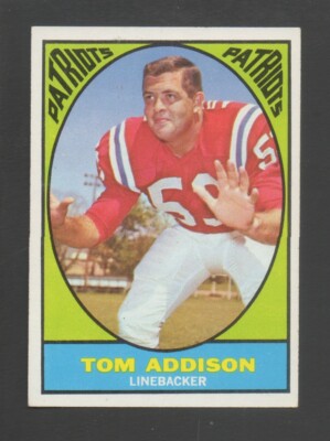 1967 Topps Football Card #5 Tom Addison-Boston Patriots Near Mint Card ...