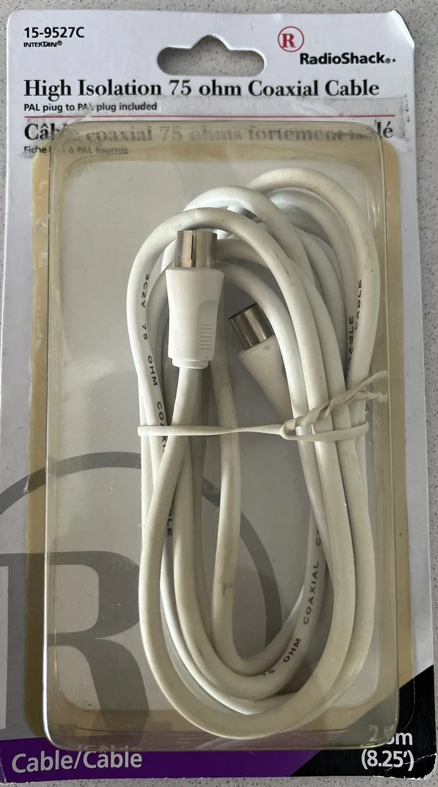 Radio Shack 2.5m/8.25ft Coaxial Cable 75 Ohm Video -female plug included-NEW | eBay