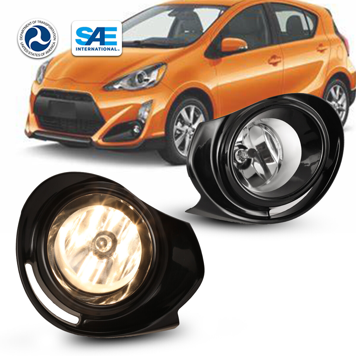 For 2015 2016 2017 Toyota Prius C Fog Light Driving Bumper Kit Clear ...