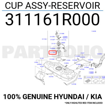 311161R000 Genuine Hyundai / KIA CUP ASSY-RESERVOIR | eBay