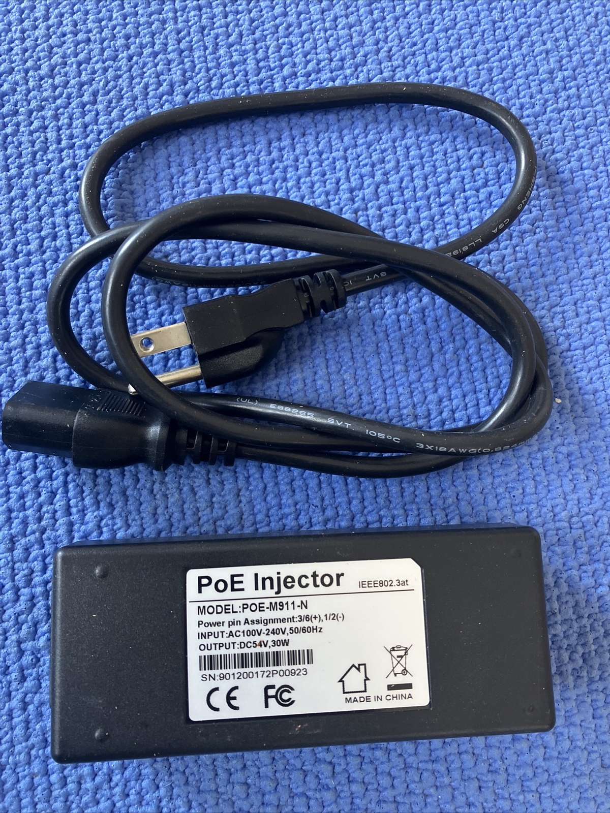 Poe Injector POE-M911-N 1 Channel 10/100/1000M 30W DC54V AC100V | eBay