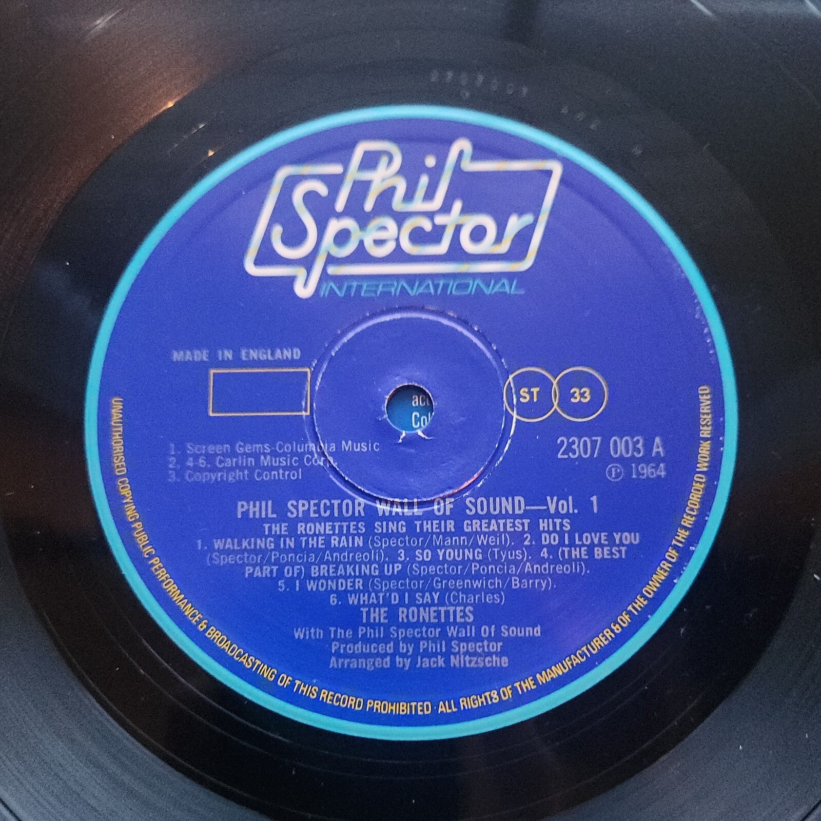 Spector Wall of Sound Vol 1 THE RONETTES SING THEIR GREATEST HITS ...