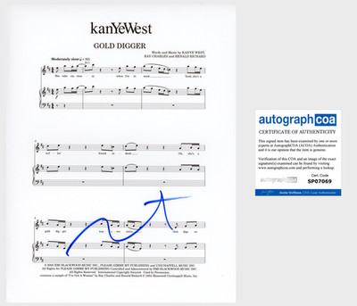 Kanye West Signed Autograph "Gold Digger" Sheet Music 8.5x11 Ye Rapper ...
