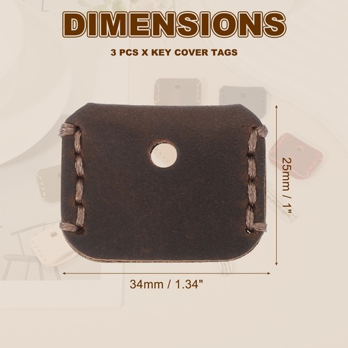 3pcs Leather Key Covers Caps Head Key Sleeves Mini Key Tags Organizer ...