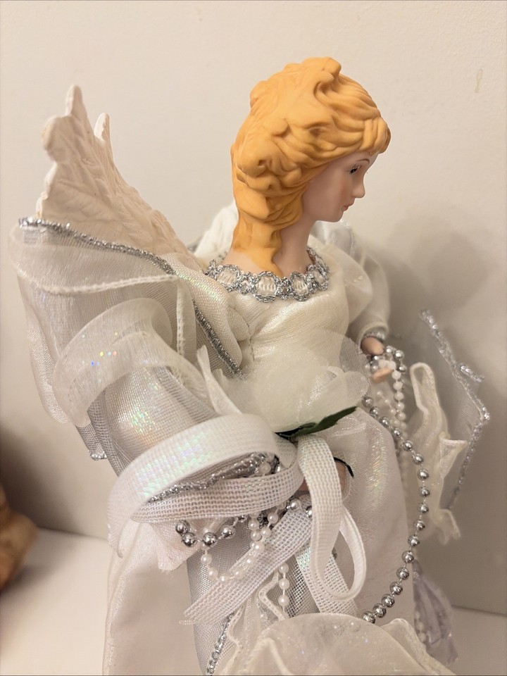 Vintage White Christmas Tree Topper Angel 12” Decoration | eBay UK