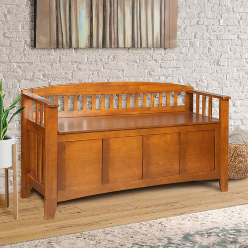 4-gun solid wood entryway gun cabinet concealment bench in medium ...