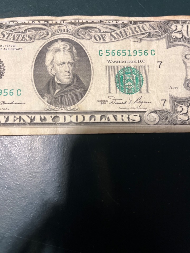 1981 twenty dollar bill No Letter Below Date | eBay