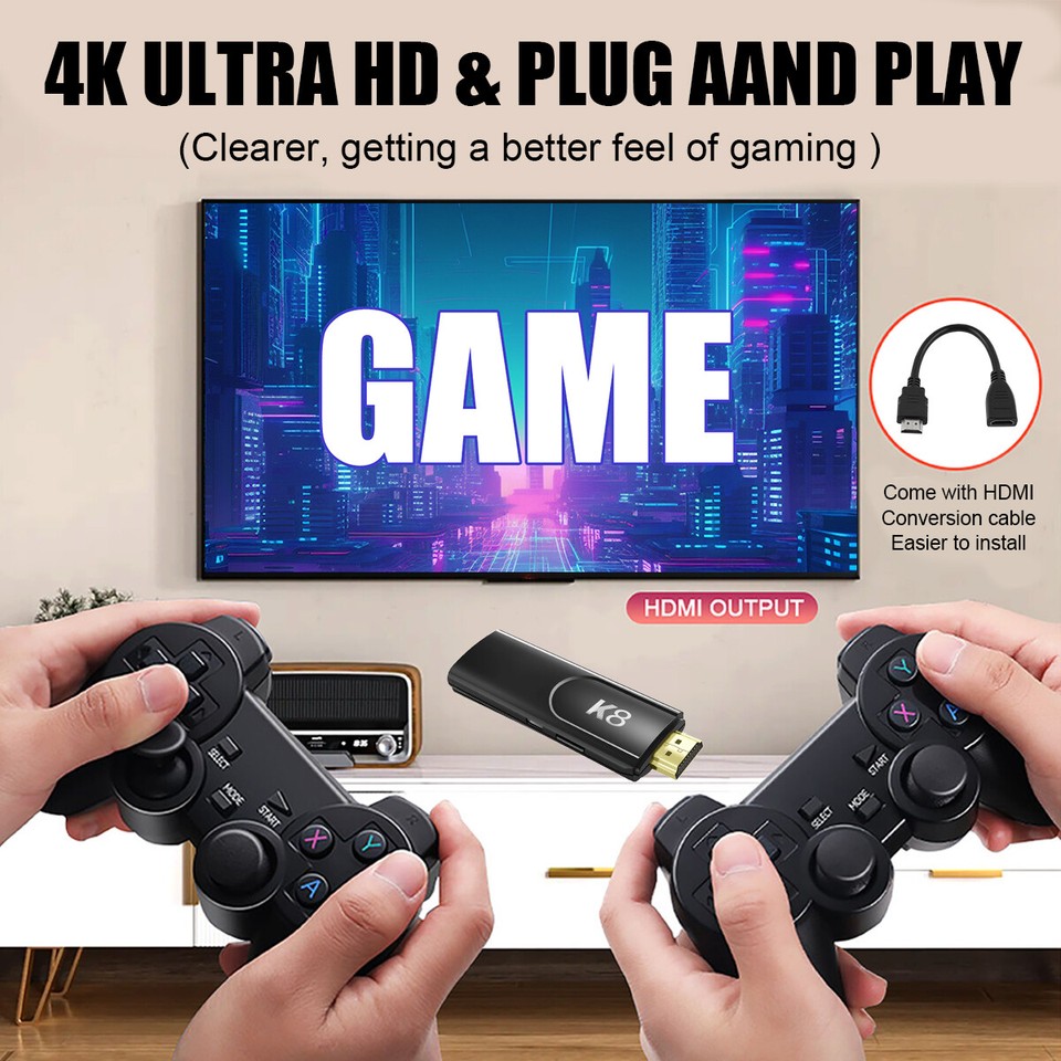 Built-in 64GB 40000+ Video Games 4K HDMI TV Game Stick Console Wireless ...