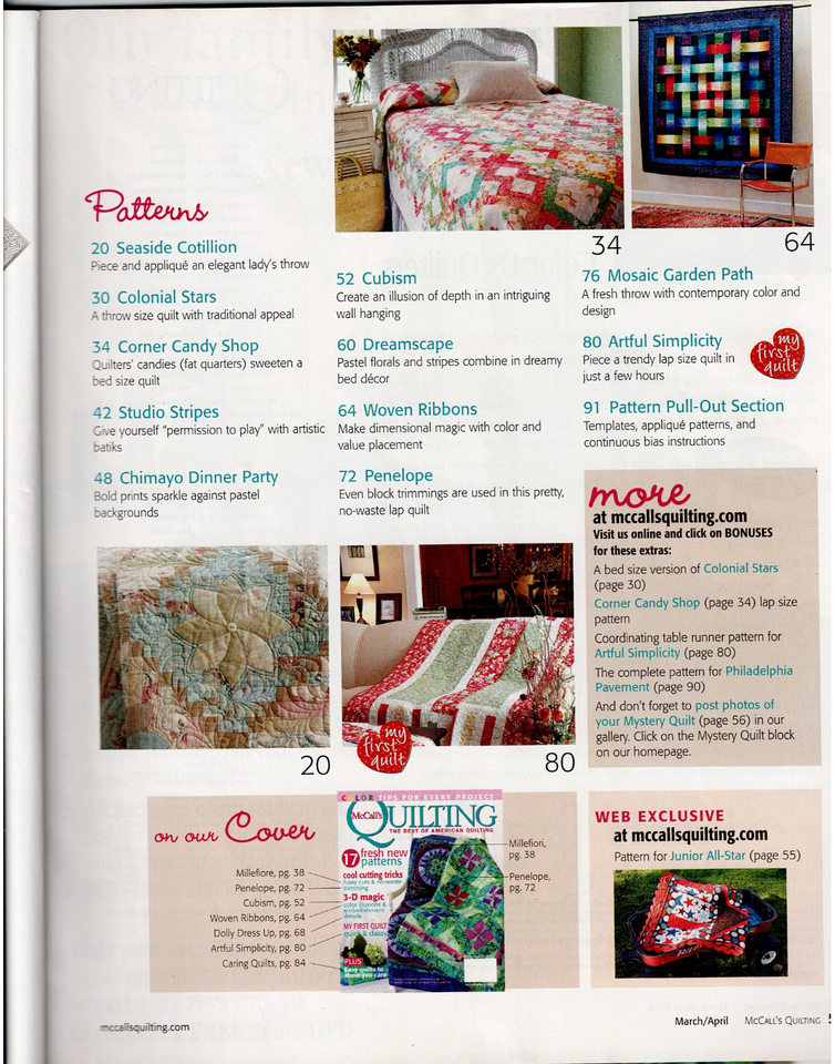 McCall's Quilting Magazine 2010 Colonian stars quilt dolly dress up pattern | eBay