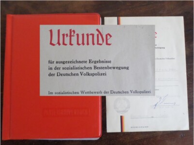 DDR Polizei Urkunde Unterleutnant ABV Oschersleben 1961 East german ...