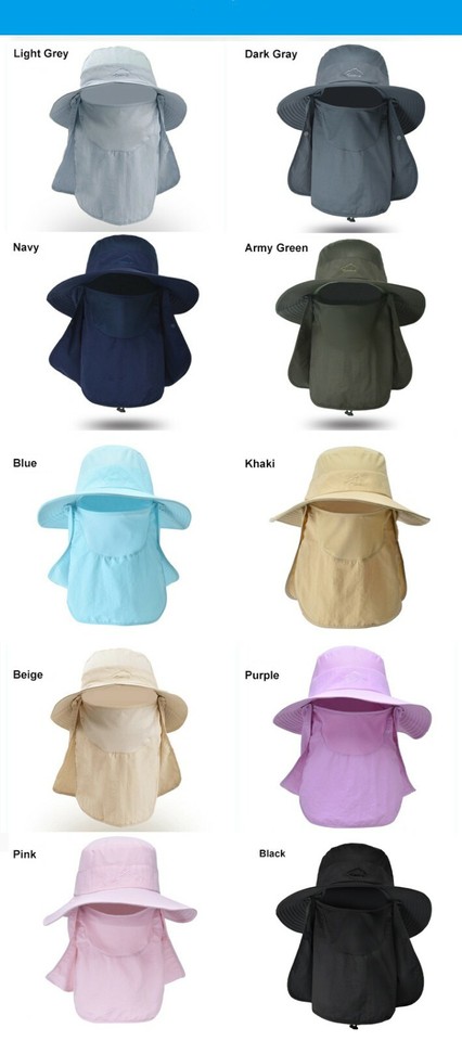 UPF 50 Sun Protection Cap Wide Brim Fishing Hat Safari Cap with Face ...