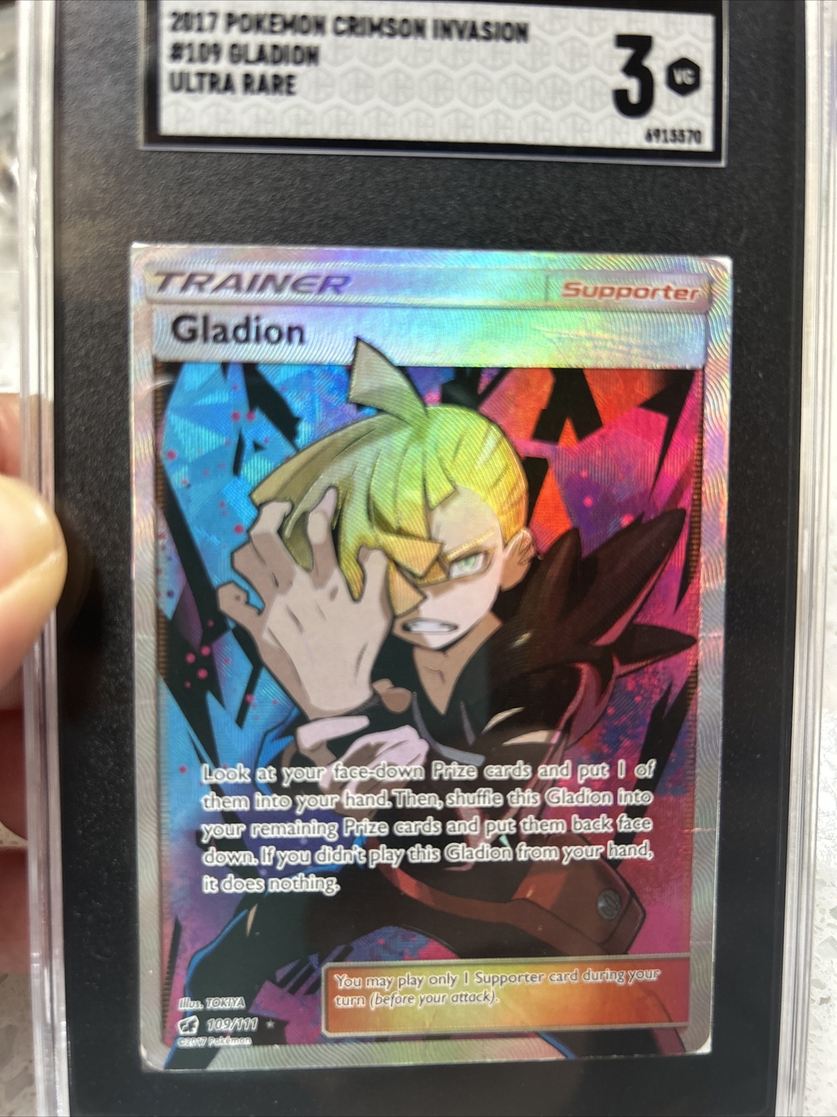 2017 Pokemon Sun & Moon Crimson Invasion Gladion Full Art #109 SGC 3 | eBay