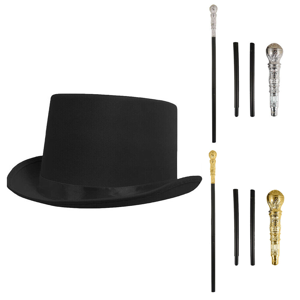 Cane Prop Ringmaster Fancy Dress Costume Set – Adult Sequin Top Hat ...