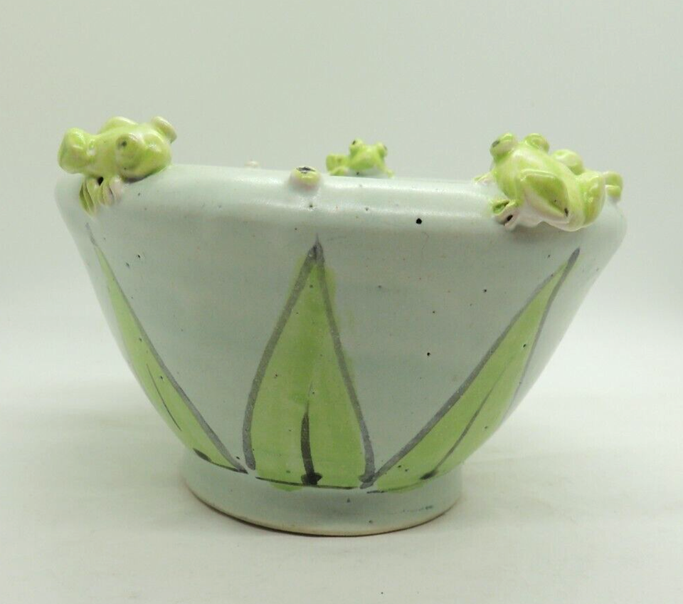 Vintage Frog Planter Pottery 5 Frog Bowl Planter Green/Aqua Frogs ...