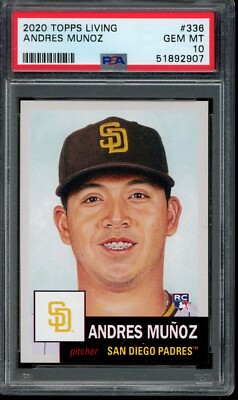 2020 Topps Living Set #336 Andres Munoz PSA 10 Gem Mint RC Rookie Card ...