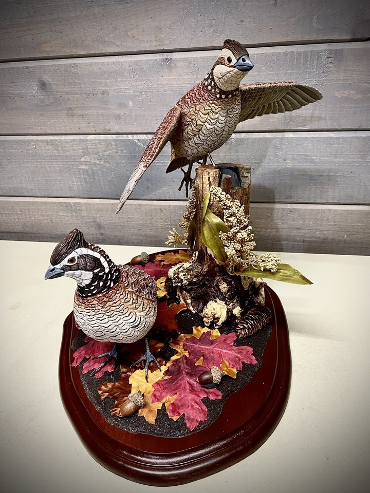 Bobwhite Quail Wood Carving - State Fair Award Winning Hand Carved Pair ...
