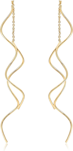 Fresh Style Exquisite Threader Dangle Earrings Curve Twist Shape for ...