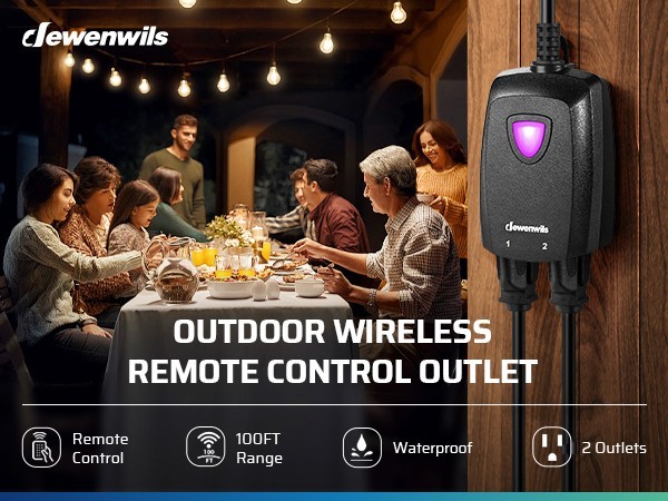 DEWENWILS Outdoor Wireless Remote Control Outlet Remote Control Switch ...