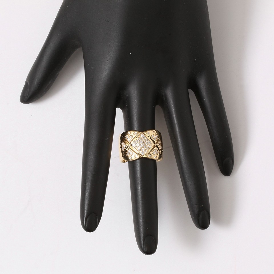 18K Yellow Gold Quilted Pave Diamond Ring Size 6.5 | eBay