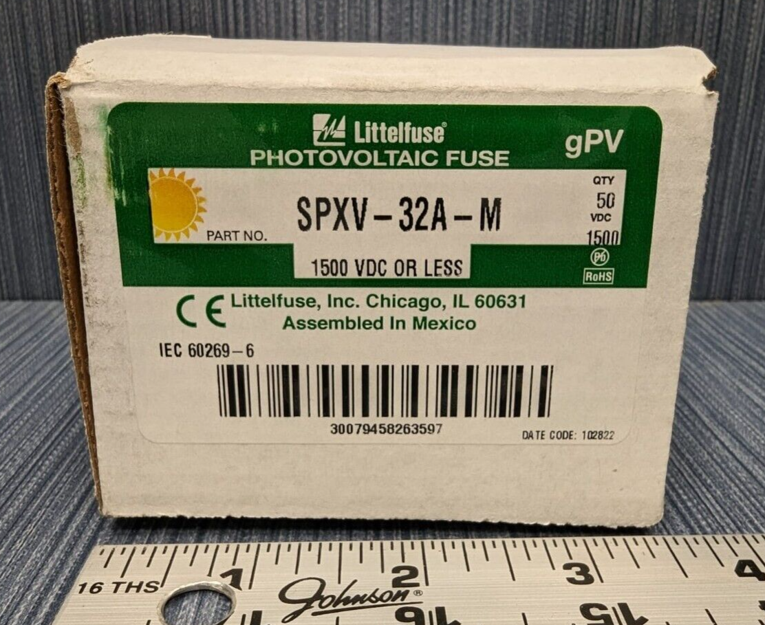 Box of 50 Littelfuse Photovoltaic Solar Fuse SPXV-32A-M 1500 VDC ...