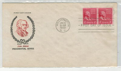 1938 PRESIDENTIAL SERIES FDC FIDELITY WREATH CACHET 841-4 JOHN ADAMS ...