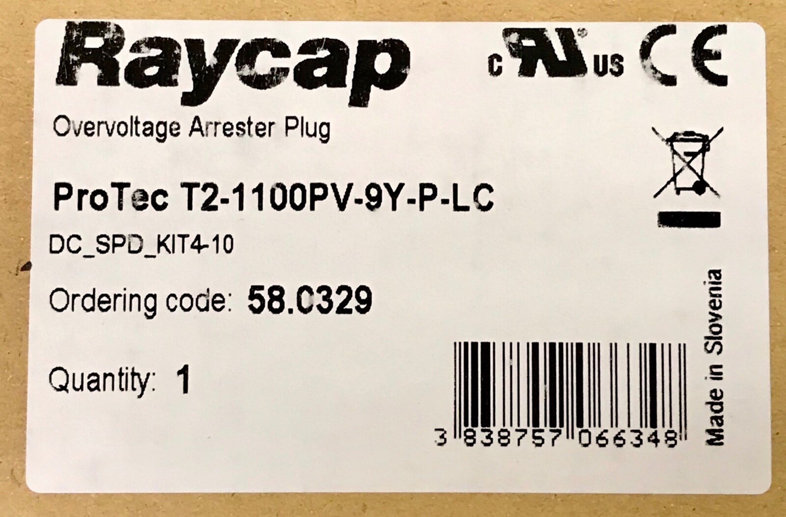 RAYCAP BOX OF 9 Protec T2 1100PV 9Y P LC DC SPD KIT4110 58.0329 PTOTEC ...