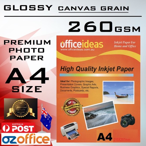 260GSM PREMIUM CANVAS GRAIN A4 Glossy Photo Paper Resin Coated Epson ...