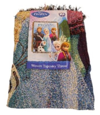 Disney FROZEN TAPESTRY THROW Woven Blanket Afghan 48”x60” USA Elsa Anna ...