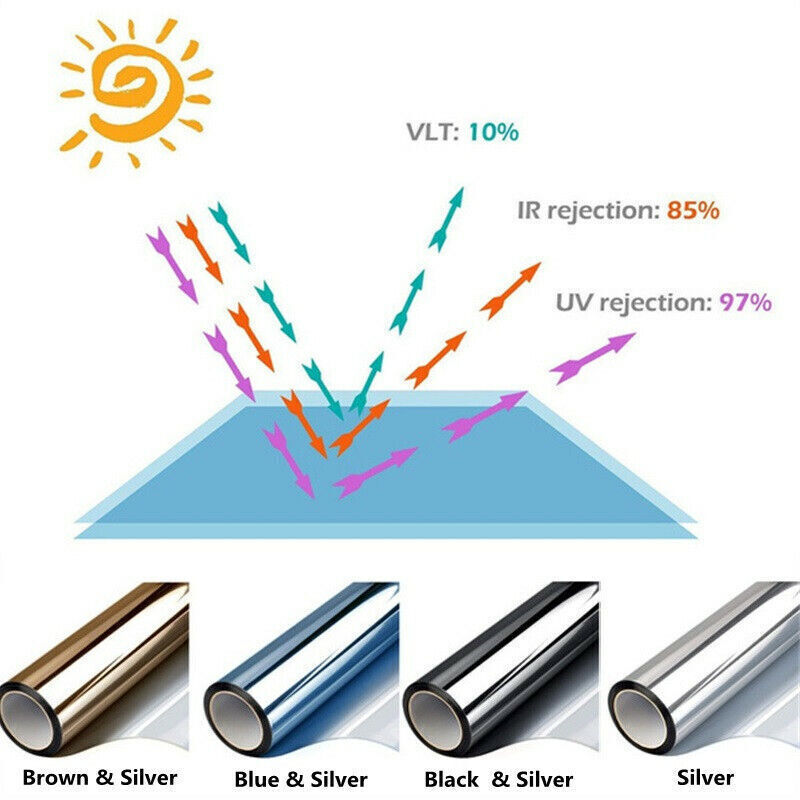 Silver Reflective One Way Mirror Window Film Mirrored Privacy Glass ...