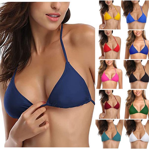 Women's Sexy Triangle Bikini Top Push up Padded V-Neck Lace-up Basic Swimsuit | eBay