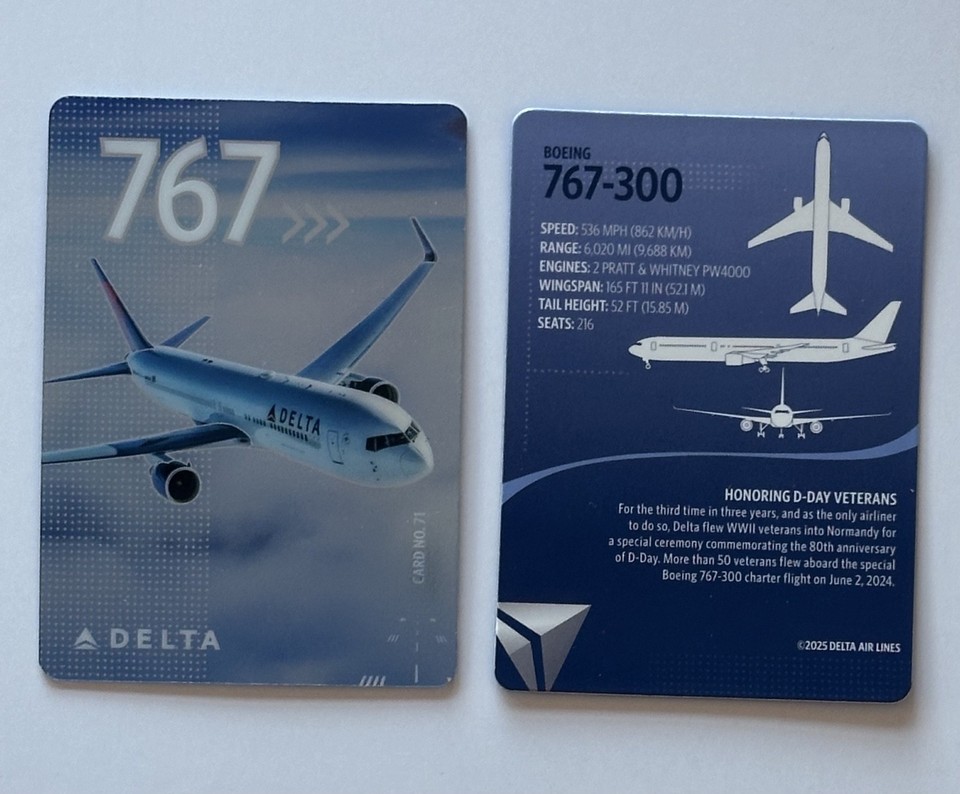 Delta Air Lines Trading Card #71 Boeing 767-300 2025 Series HOT | eBay