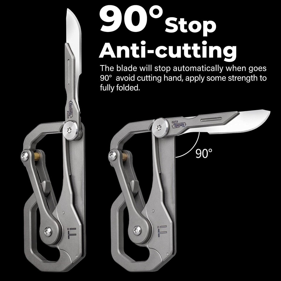 KeyUnity KU00 Titanium Quickdraw Carabiner with Folding Knife, B Shaped EDC M... | eBay