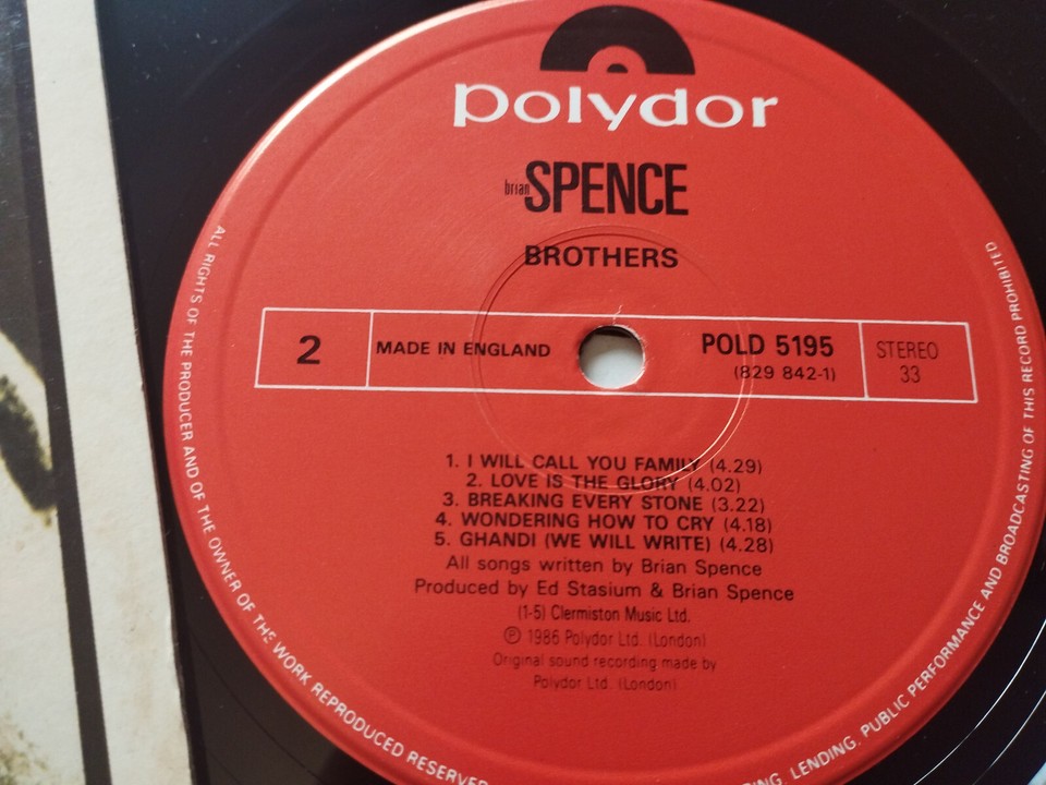 Brian Spence Brothers Polydor 1986 Promo UK Press - LP Vinyl 12" VG/VG ...