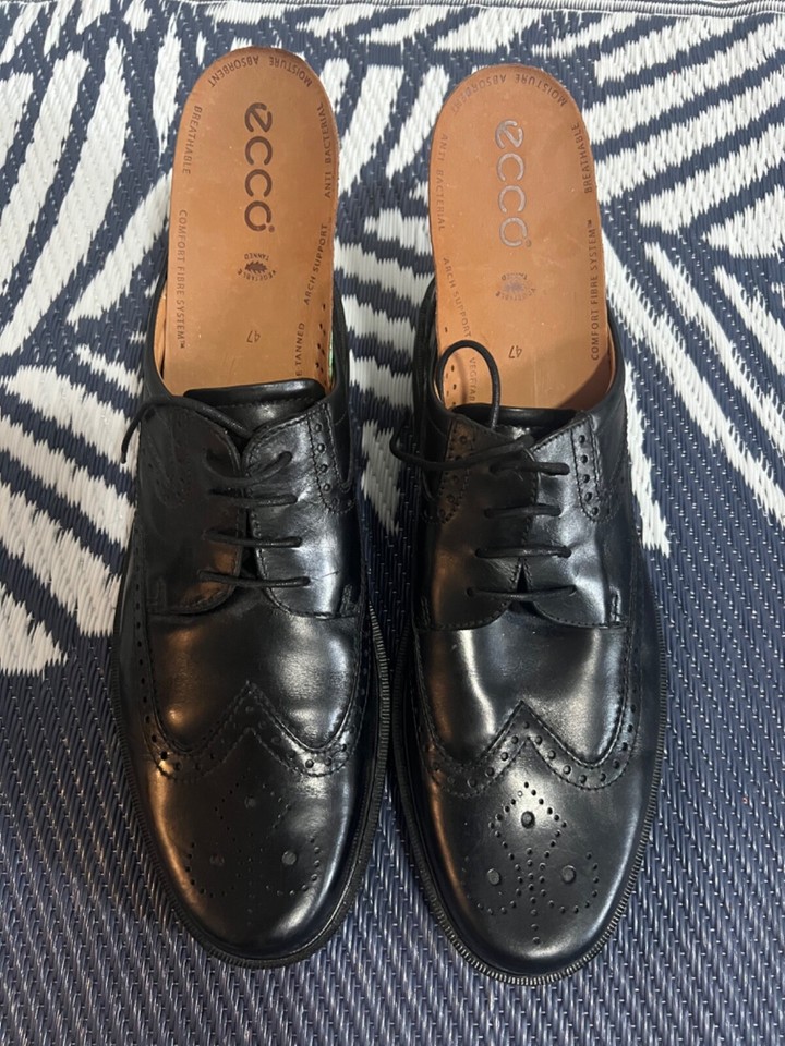 Ecco Shock Point Mens Black Leather Oxford Lace Up Dress Shoe Sz EU 47 ...
