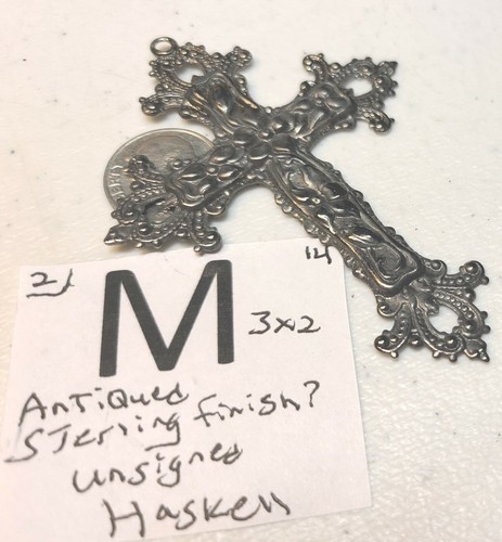 Vtg Mostly Miriam Haskell Cross Necklace Pendant Filigree Jewelry ...