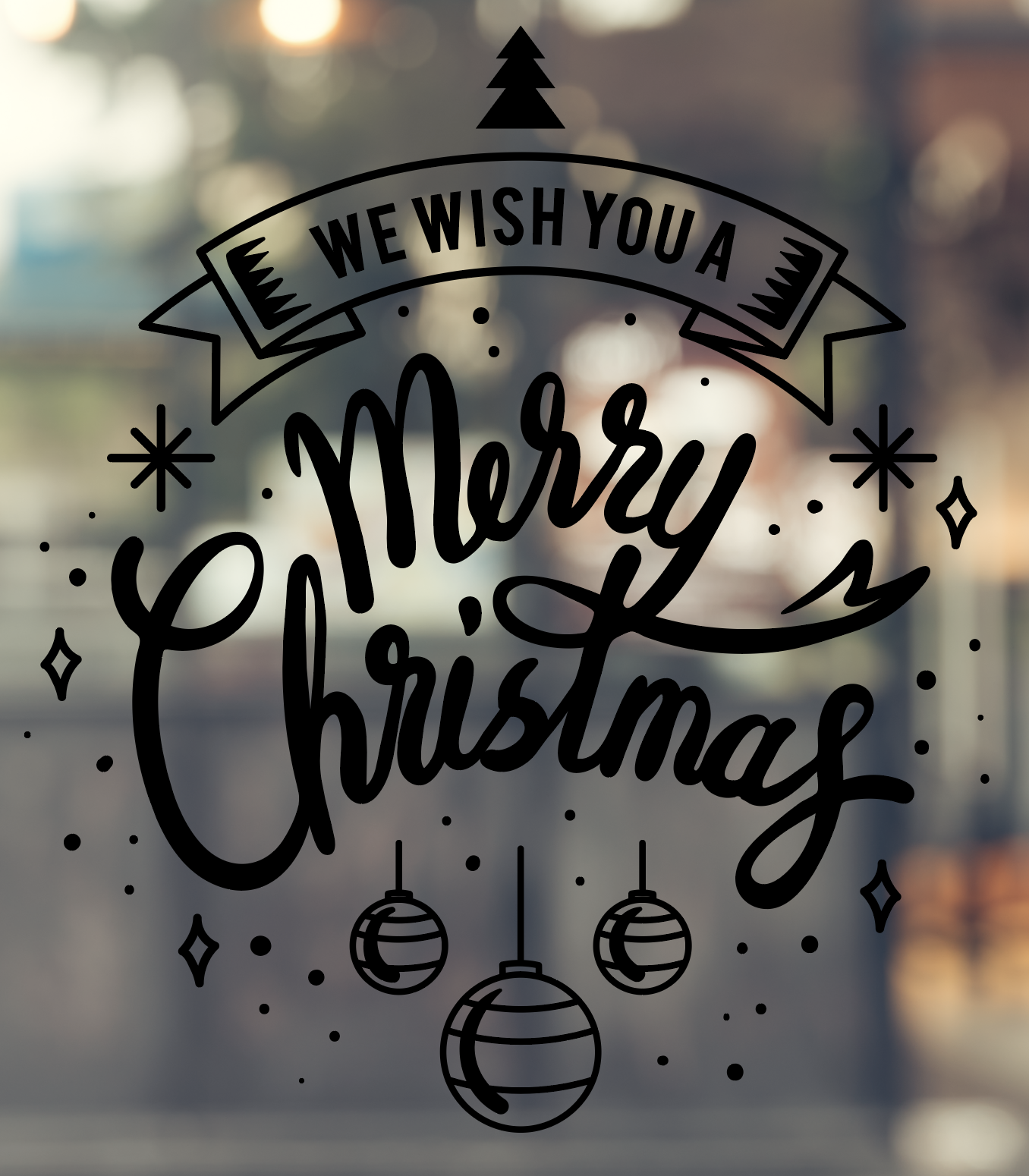 MERRY CHRISTMAS TREE WINDOW WALL STICKER, Merry Christmas shop window ...