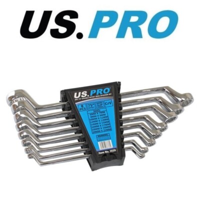 8pc OFFSET RING SPANNER SET by US PRO TOOLS 6 to 22mm Non Slip Swan ...