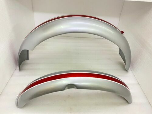 Triumph T120 T100 T90 Cherry & Silver Front & Rear Mudguards Fender Set ...