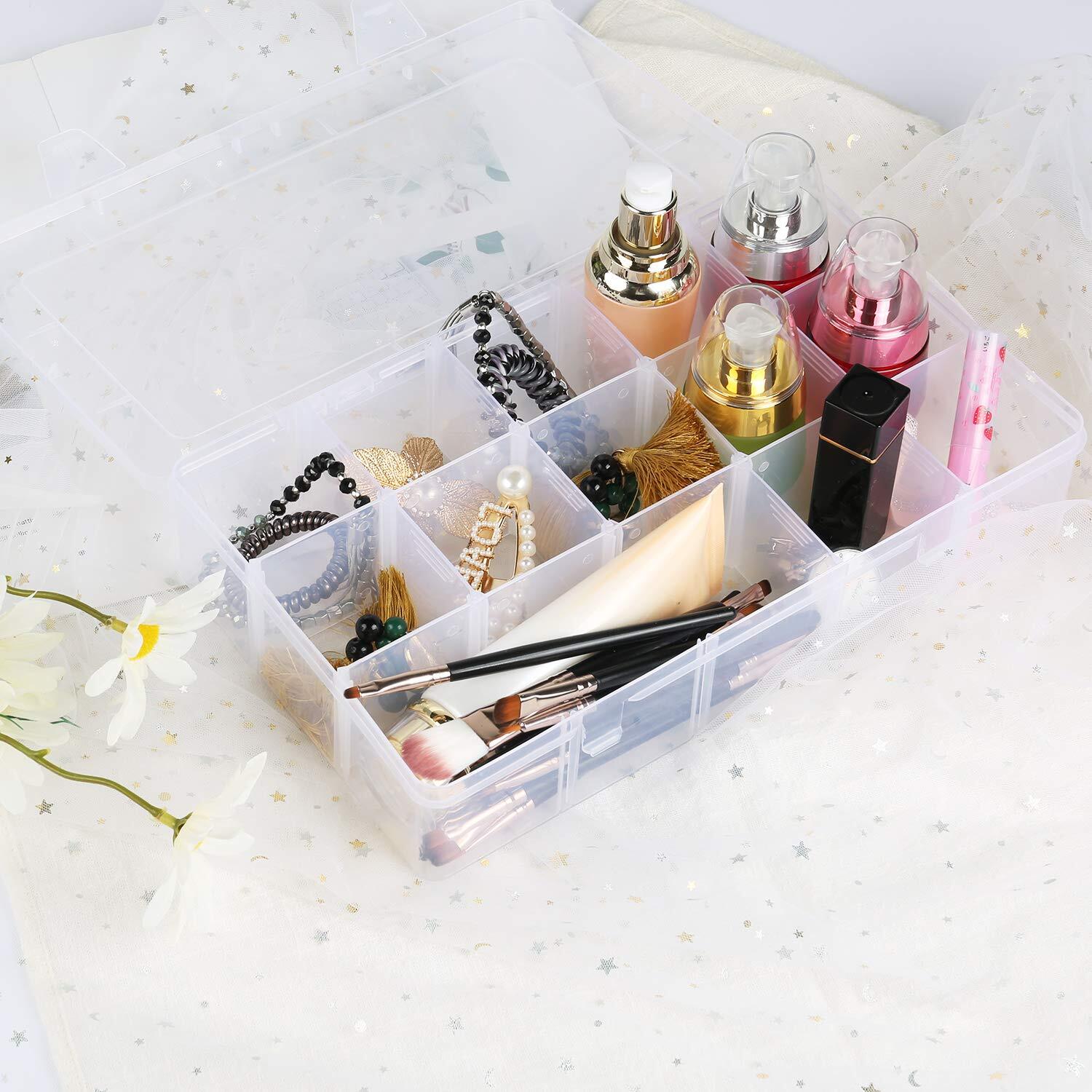 2 Pack Large 15 Grid Organizer Box Storage Container for Craft Beads ...