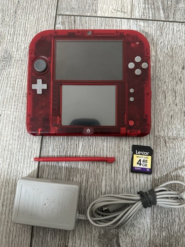 Nintendo 2DS - Crystal Red Console USA English w/ Charger & SD Card ...