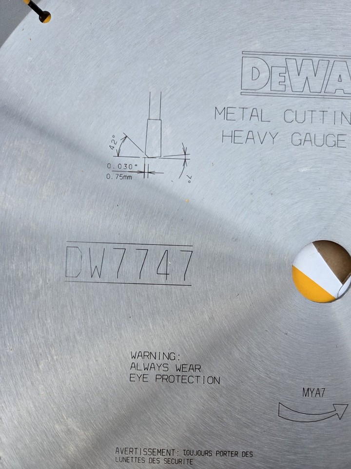 DEWALT DWA7747 14” Metal Cutting 70-tooth Circular Titanium Carbide Saw ...