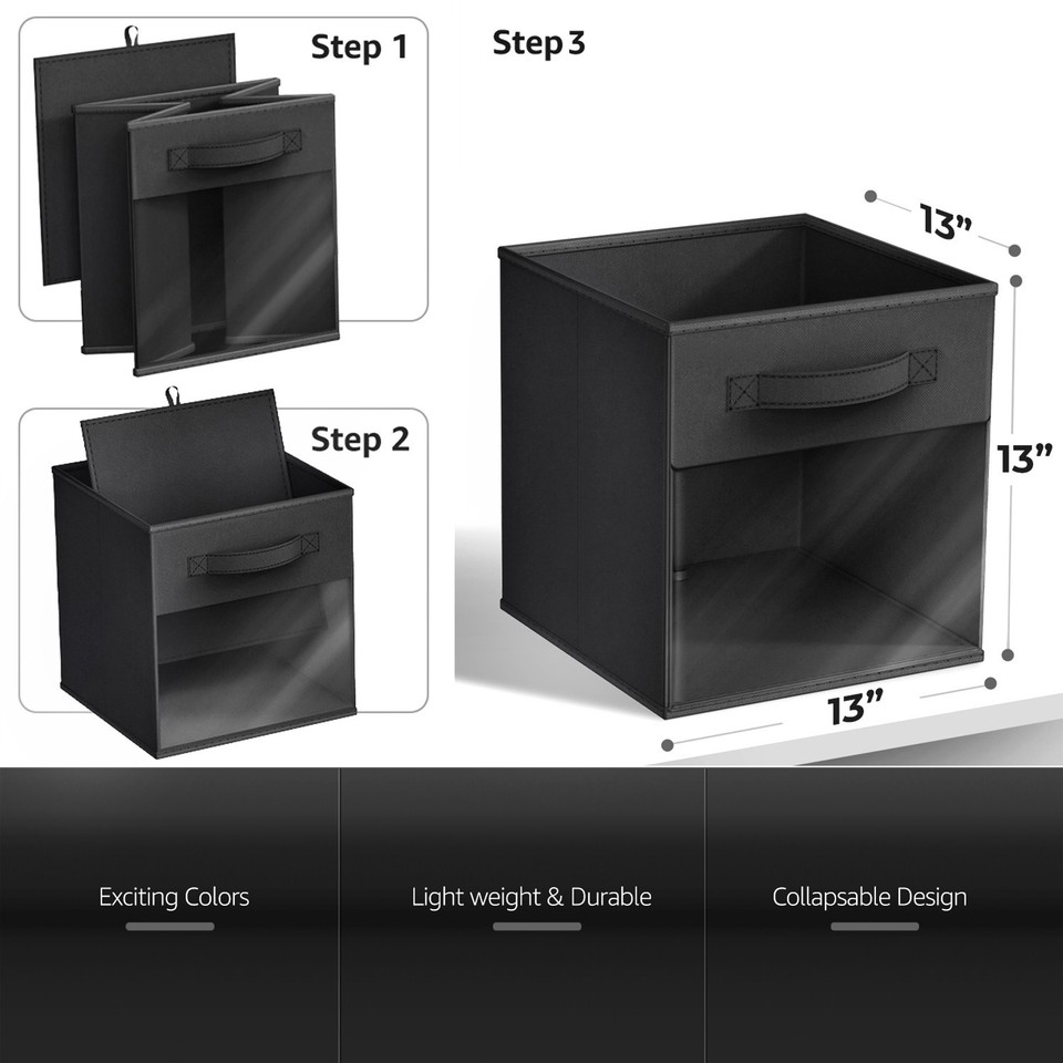 Sorbus 13" Storage Bin with Clear Window – 6-Pack Foldable Fabric ...