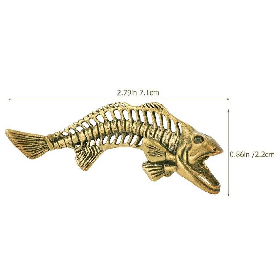 Brass Fish Bone Model Antique Statue Decorative Fish Ornament for Home ...